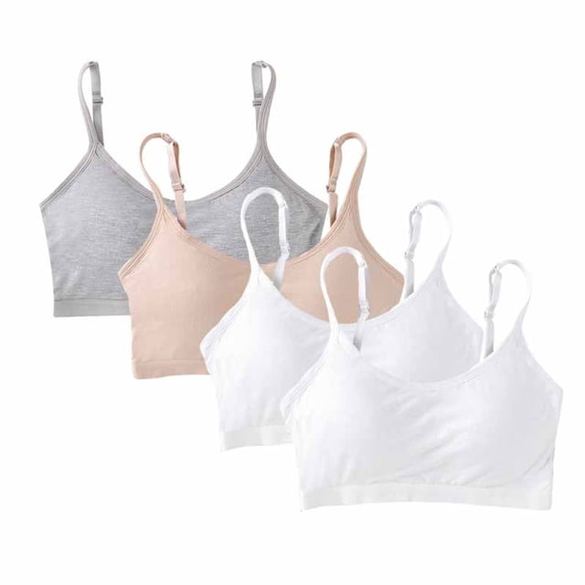 Uccdo 10-18T Girls Adjustable Solid Training Bra Sets Wireless Crop ...