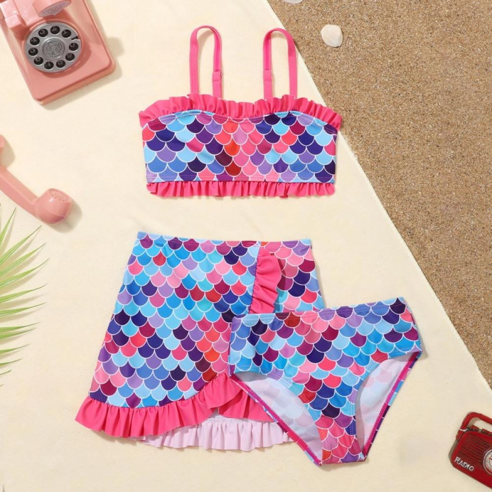 Uccdo 2-10T Girls Swimsuits, Big Girls Bikinis Bathing Suit, 3 Pieces ...