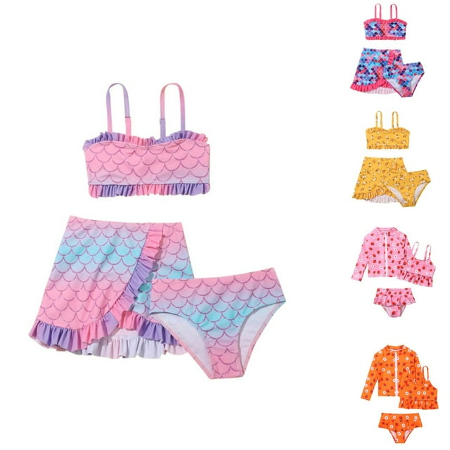 Uccdo 2-10T Girls Swimsuits, Big Girls Bikinis Bathing Suit, 3 Pieces ...