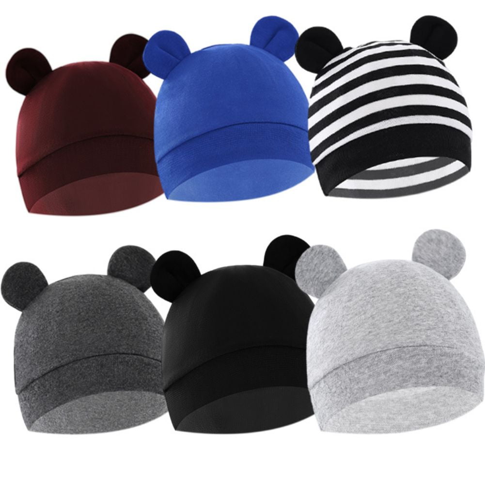 Uccdo 6 Pack Baby Soft Beanies Caps with Stand Ears, Newborn Baby Boys ...