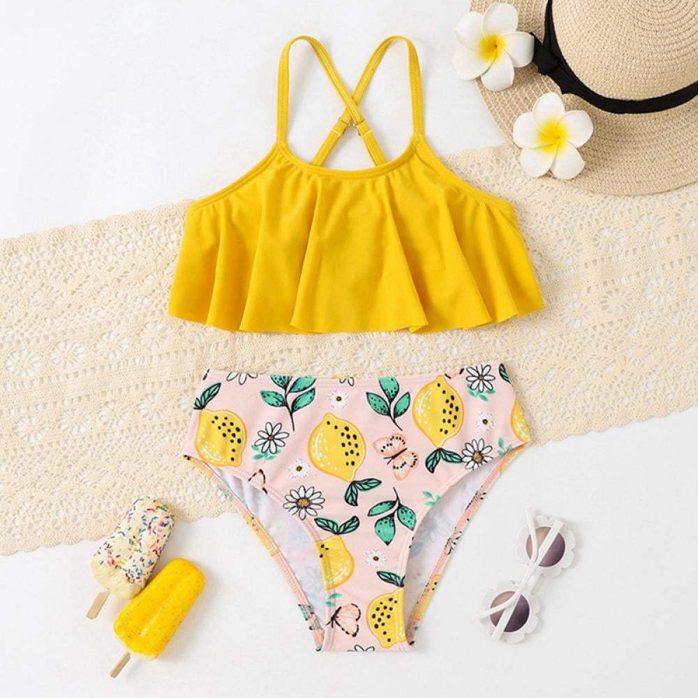 Uccdo 7-12T Girls Summer Ruffled Swimsuits, Teenager Big Girls Tie Dye ...