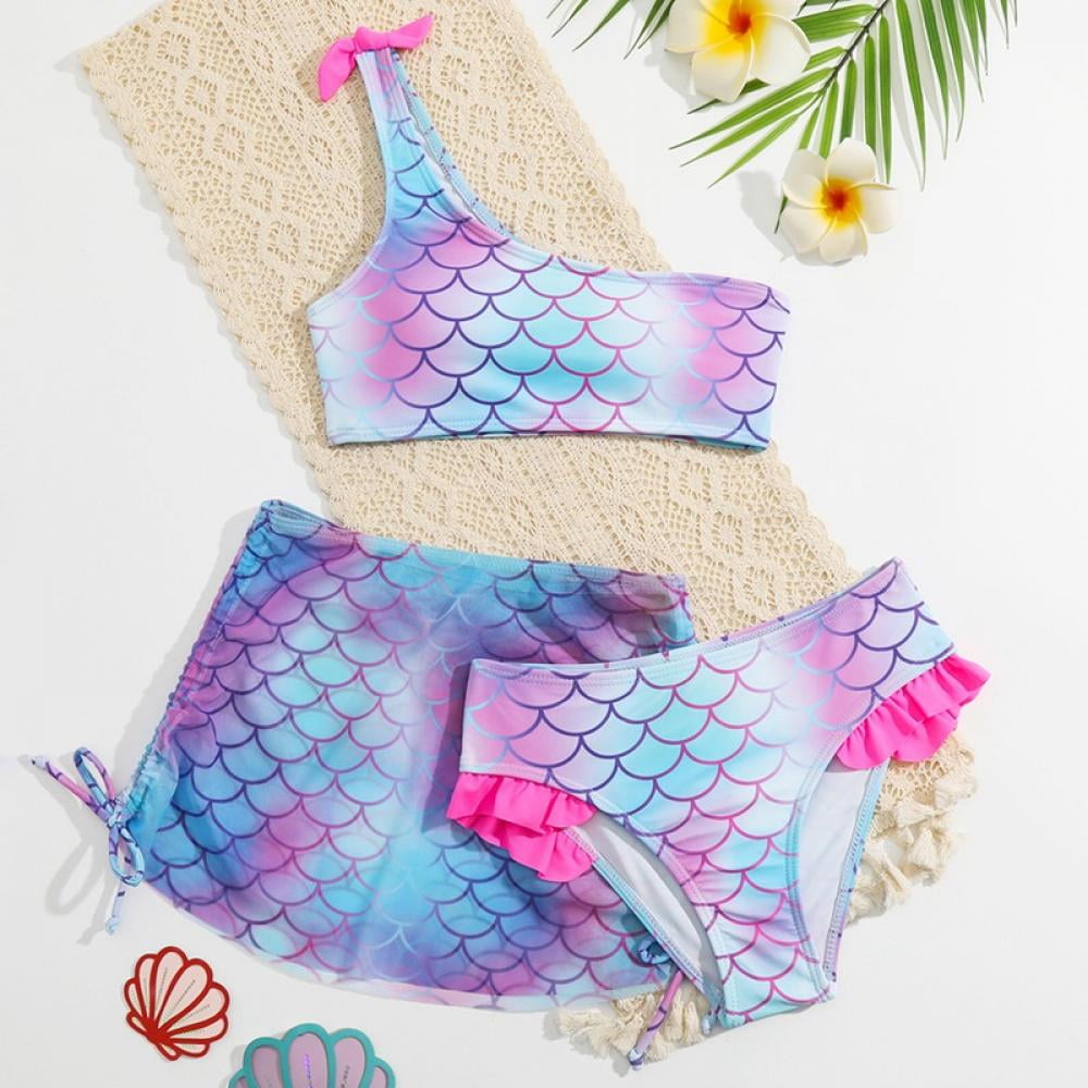 Uccdo 7-12Y Girls Bikini Swimsuits, Big Girls Solid Bikinis Bathing Suit, Little Girls Floral ...