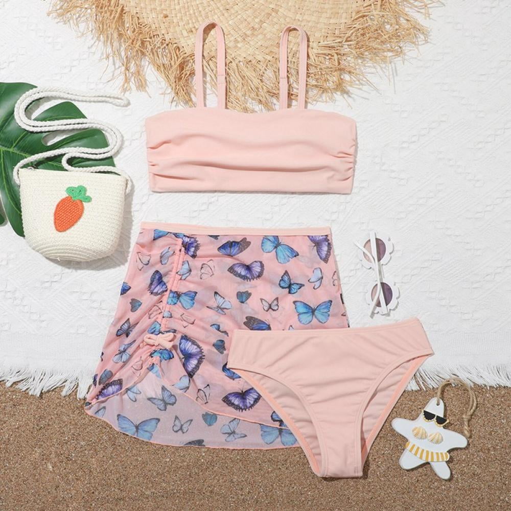Uccdo 7-12Y Girls Bikini Swimsuits, Big Girls Solid Bikinis Bathing ...