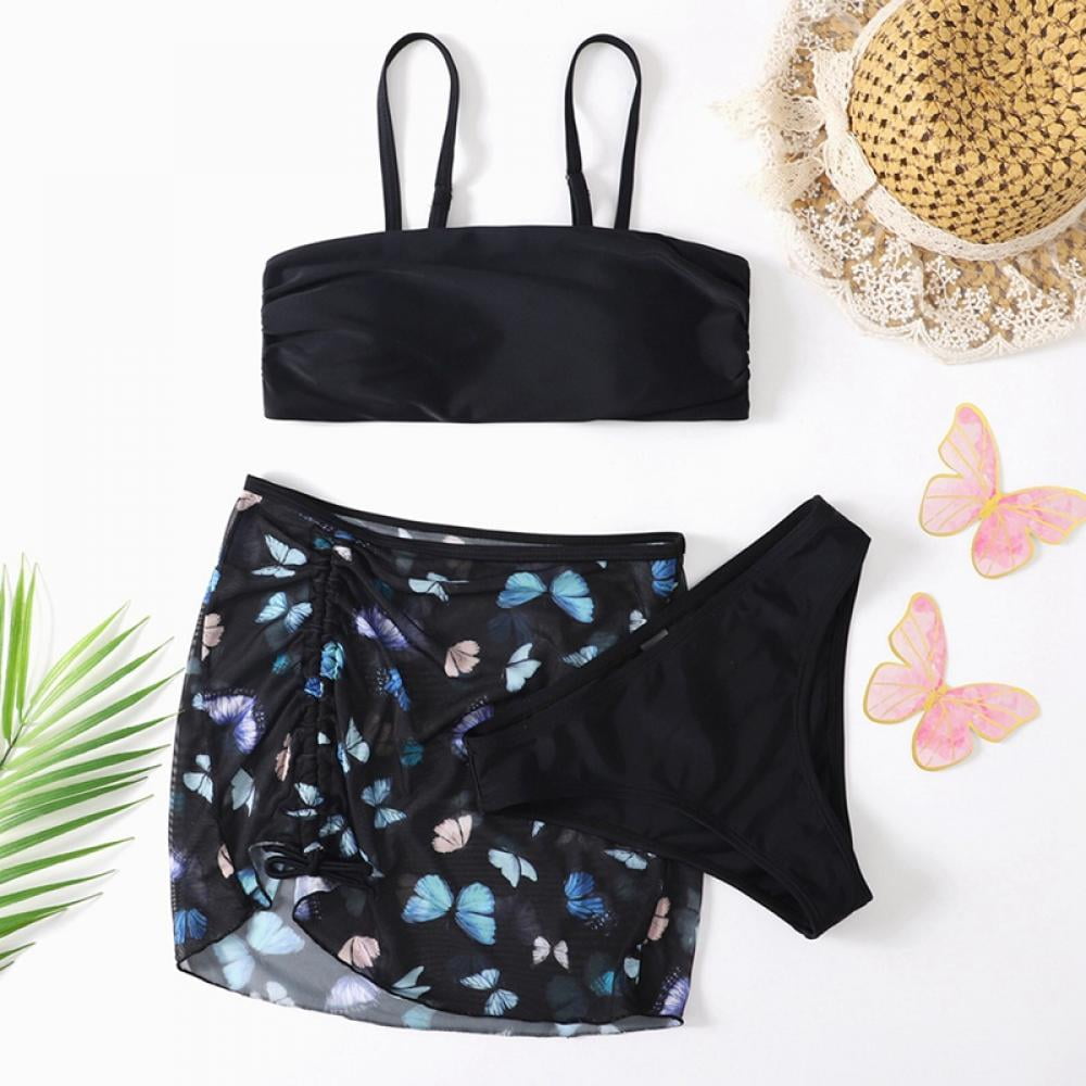 Uccdo 7-12Y Girls Bikini Swimsuits, Big Girls Solid Bikinis Bathing Suit, Little Girls Floral ...