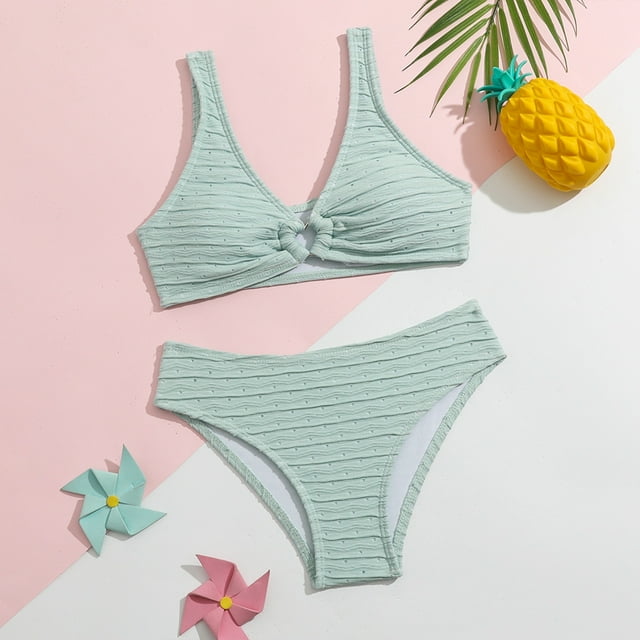 Uccdo 7-14T Girls 2 Pieces Bikinis Swimsuits, Teenager Big Girls Solid ...