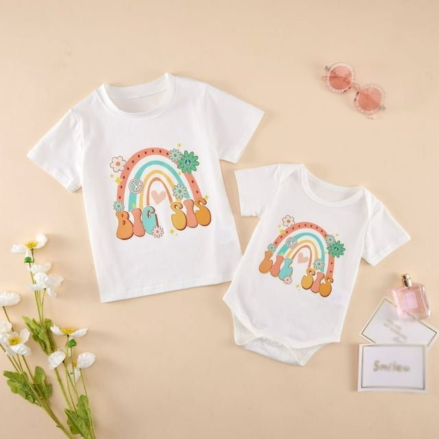 Uccdo Big Sister Little Sister Matching Outfits Toddler Girls Cotton T ...