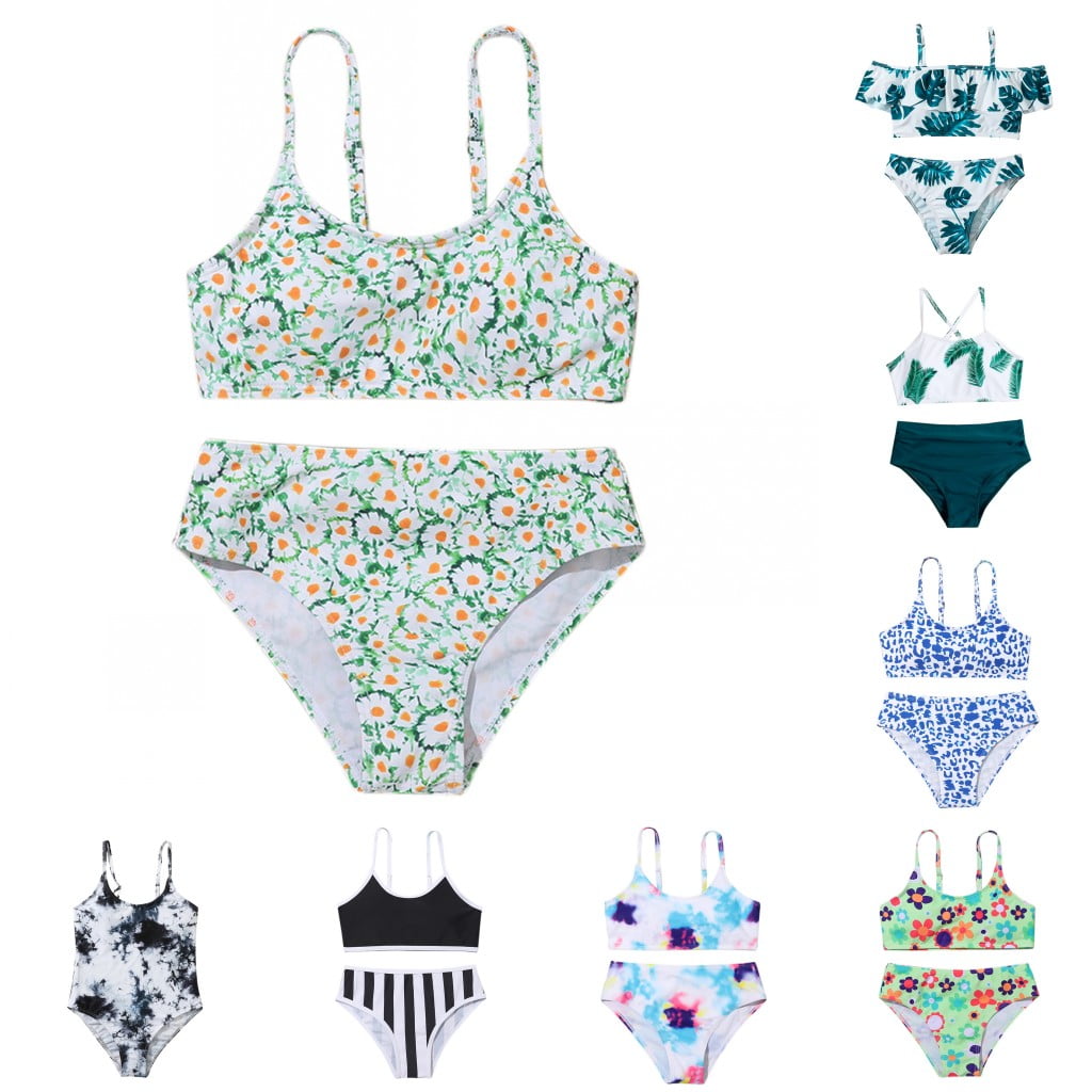 Uccdo Girls Bikinis Swimsuit, Big Girls Floral Bathing Suit Swimwear, 2 ...