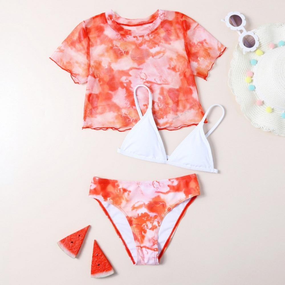 Uccdo Girls Bikinis Swimsuits Big Girls Beach Bathing Suit Swimwear 3 Pieces Size 7 13 Years