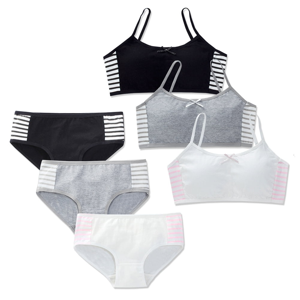 Uccdo Girls Matching Training Bra Panties Set Seamless Sports Bralette ...