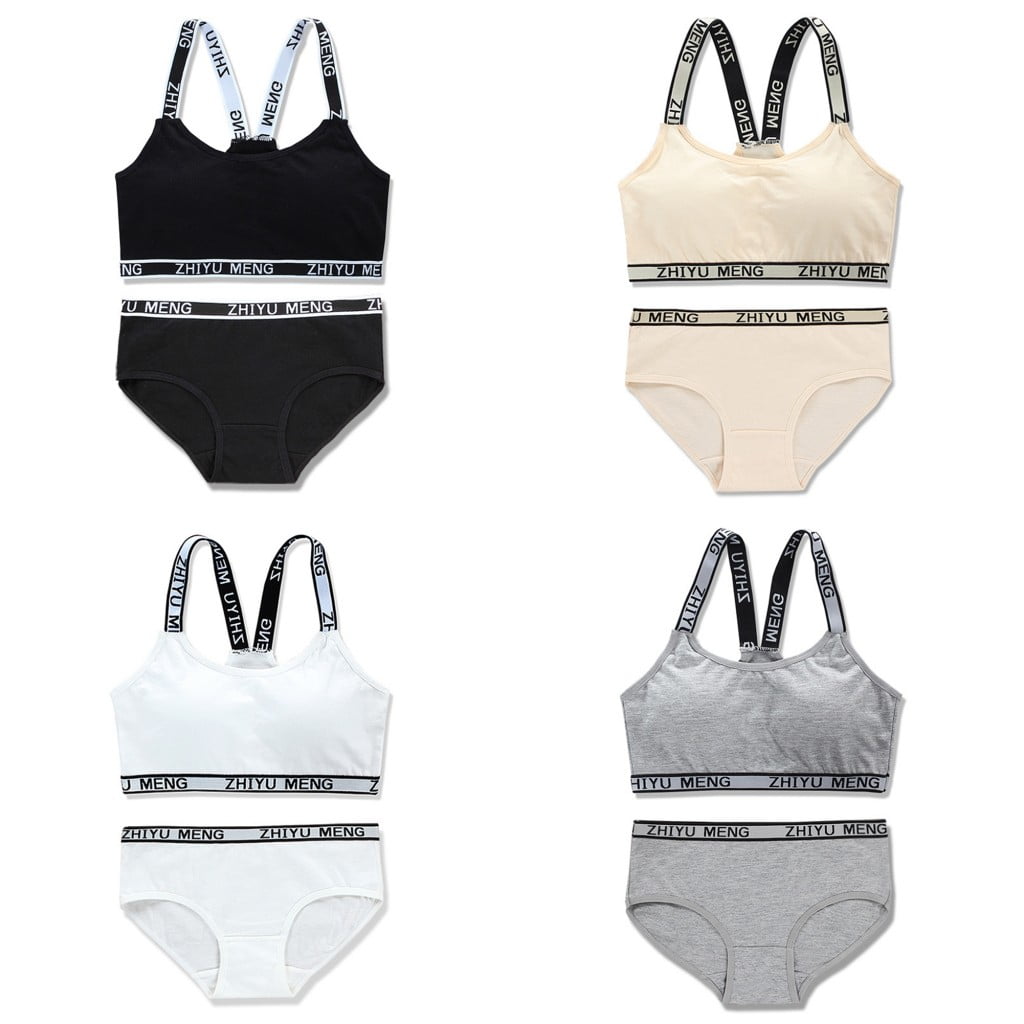 Uccdo Girls Matching Underwear Sets Training Bra Panties Wireless Crop ...