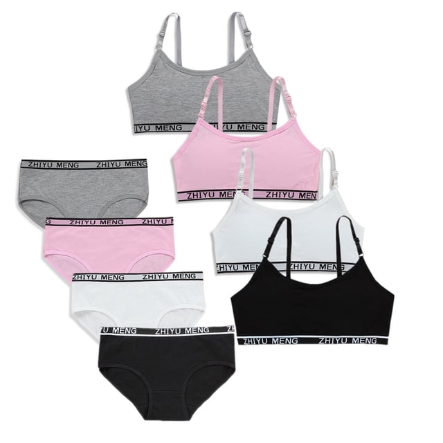 Uccdo Girls Matching Underwear Sets Training Bra Panties Wireless Crop ...
