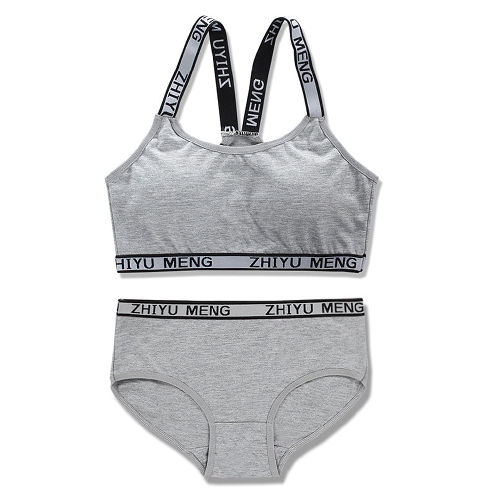 Uccdo Girls Matching Underwear Sets Training Bra Panties Wireless Crop ...