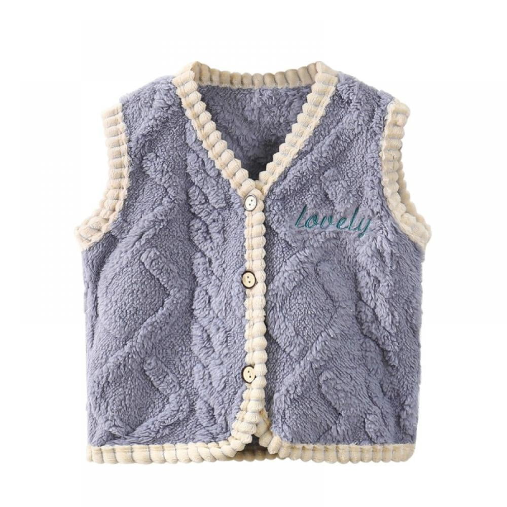 Uccdo Kids Winter Vests Little Boys Girls Fleece Button Up Cute Soft ...