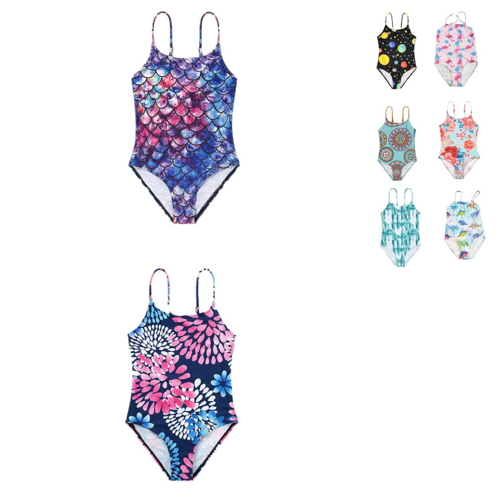 Uccdo Little Girls One-Piece Swimsuits Bathing Suit Floral Bikini ...