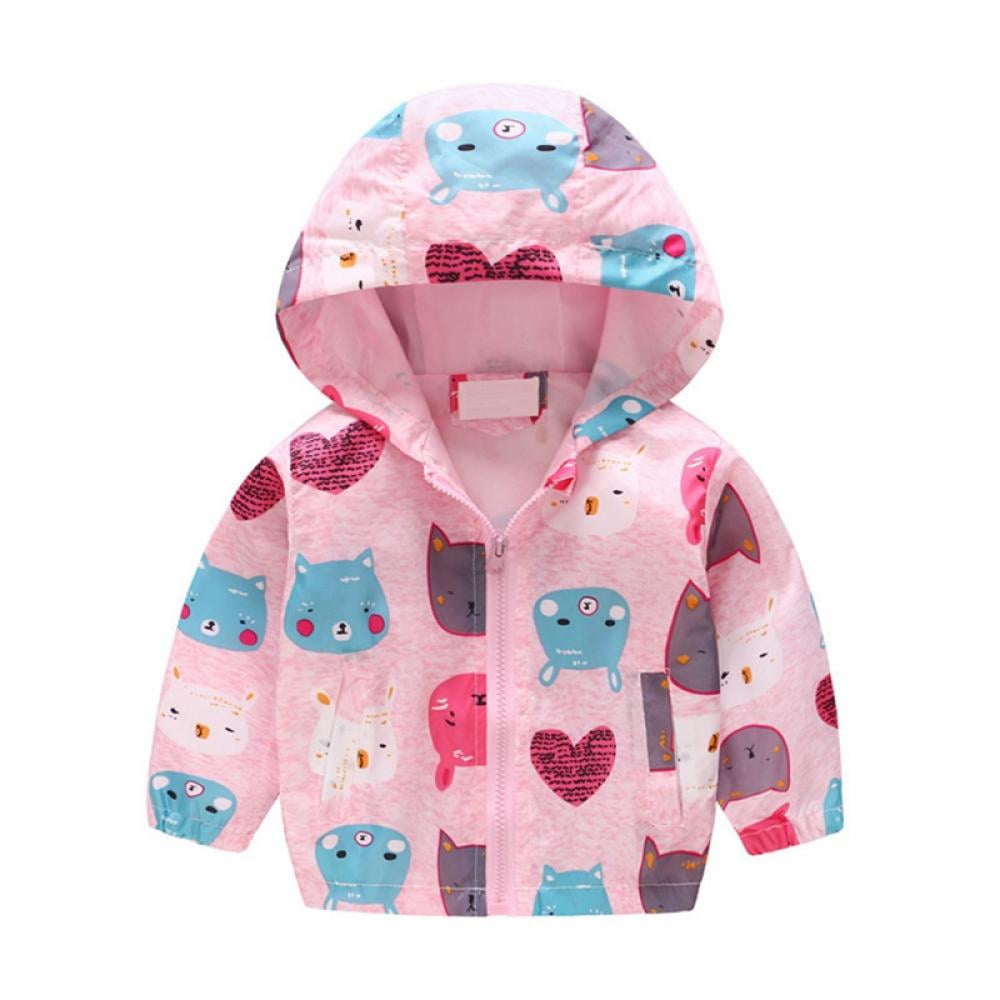 Uccdo Toddler Boys Girls Cartoon Printed Zipper Windbreaker Tops Kids Hooded Jackets Coats ...