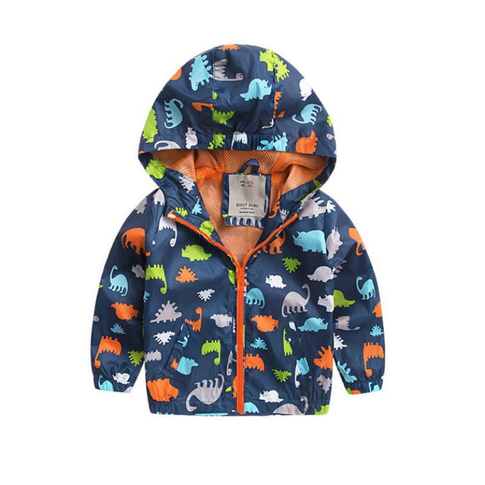 Uccdo Toddler Boys Hooded Jackets Coats Kids Casual Dinosaur Print ...