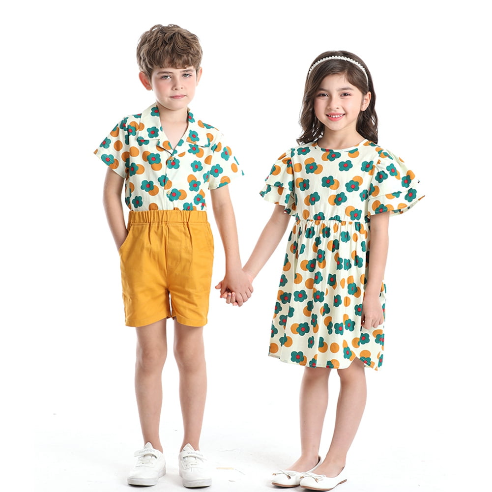 Uccdo Toddler Kids Brother and Sister Matching Outfit Set Boys Button ...