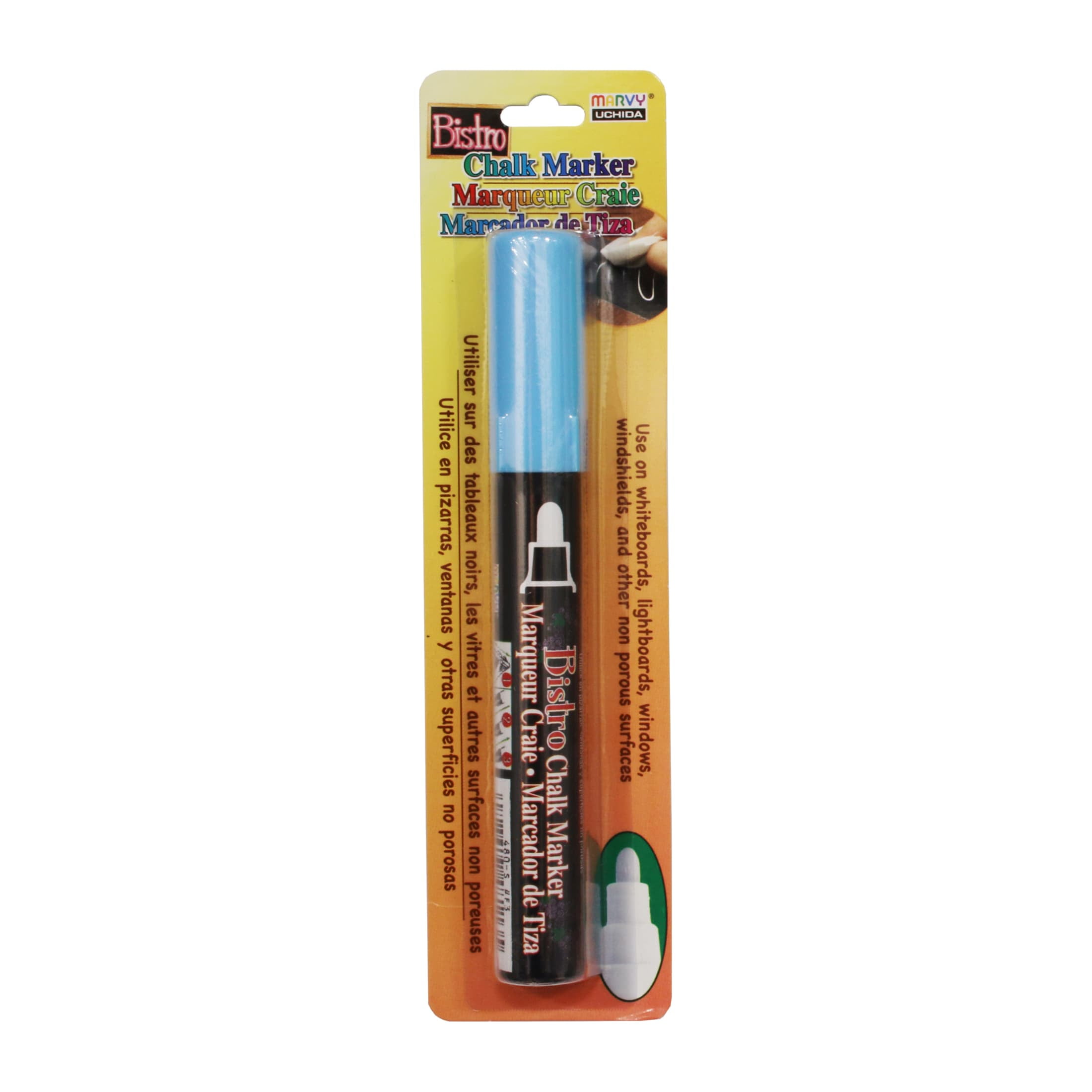 Uchida Bistro Chalk Marker, Broad, Carded Packaging, Fluorescent Blue ...