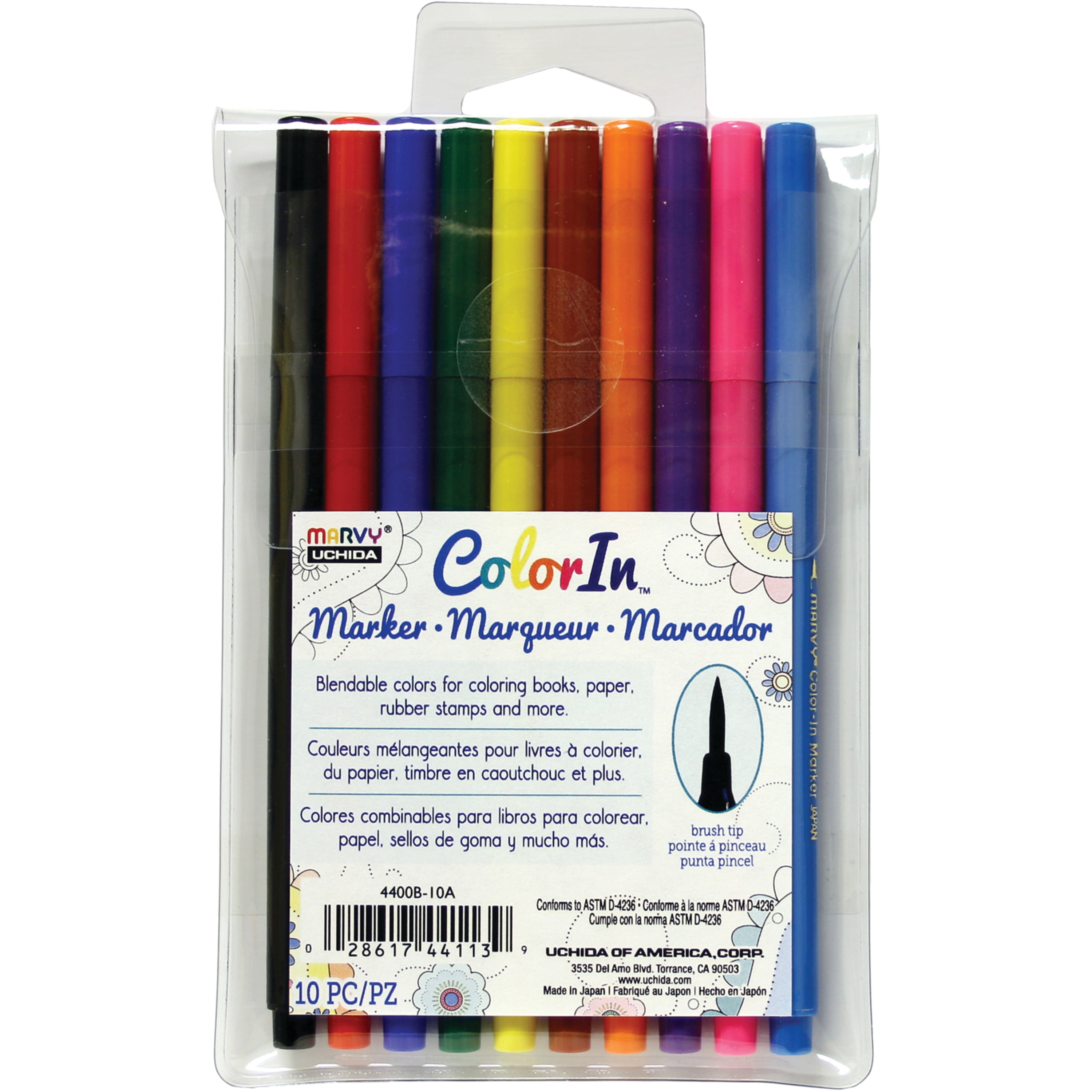 Uchida Color In Marker Set, Brush Tip, Primary - Walmart.com