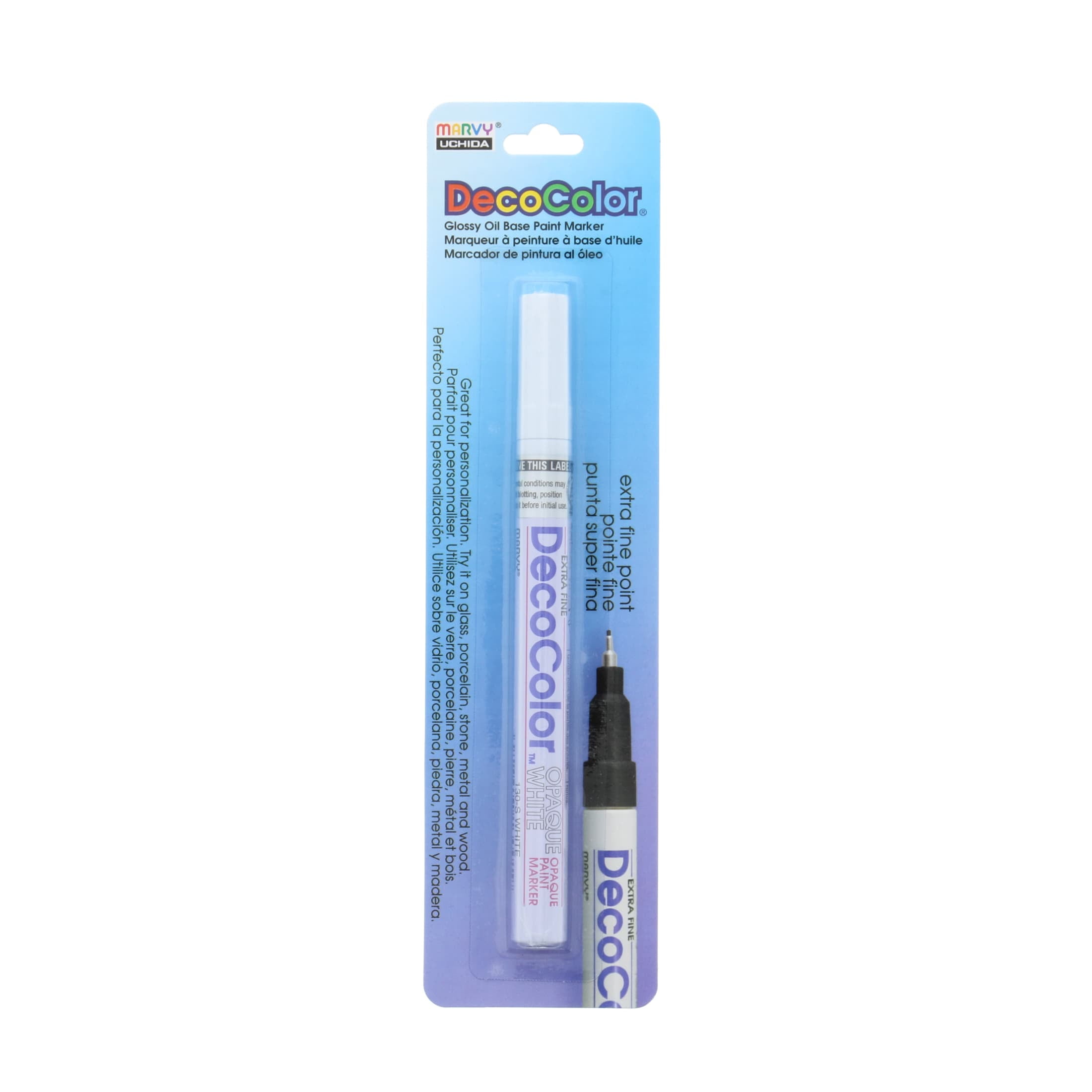 Uchida DecoColor Paint Marker, Extra-Fine, Carded Packaging, White ...