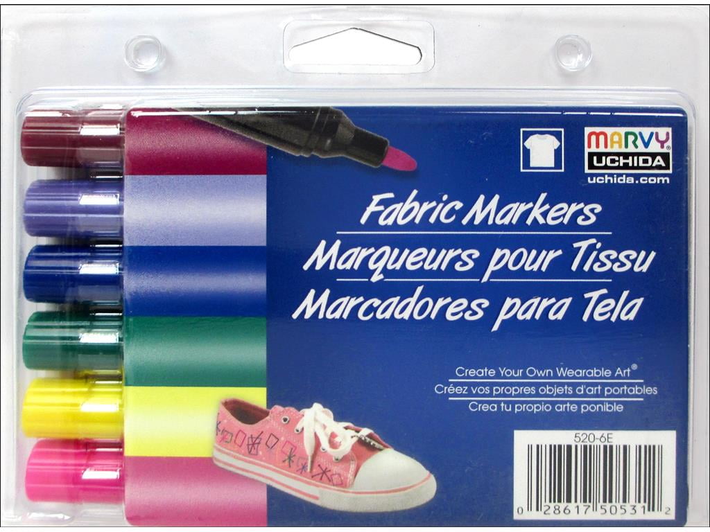 Uchida Fabric Marker Set Broad 6pc Bright - Walmart.com