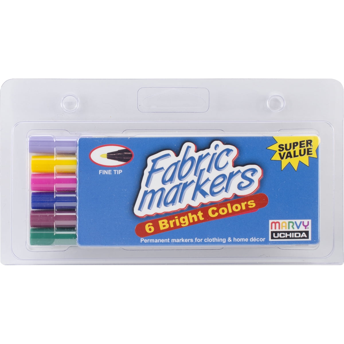 Uchida Fabric Marker Set Fine 6pc Bright - Walmart.com