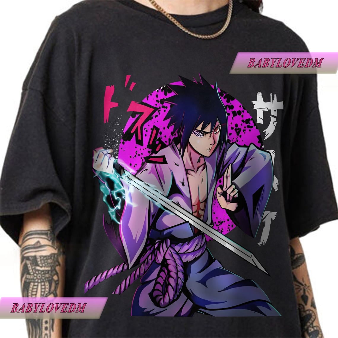 Uchiha Sasuke T-shirt, Manga Anime Naruto Shippuden Shirt,Black color ...