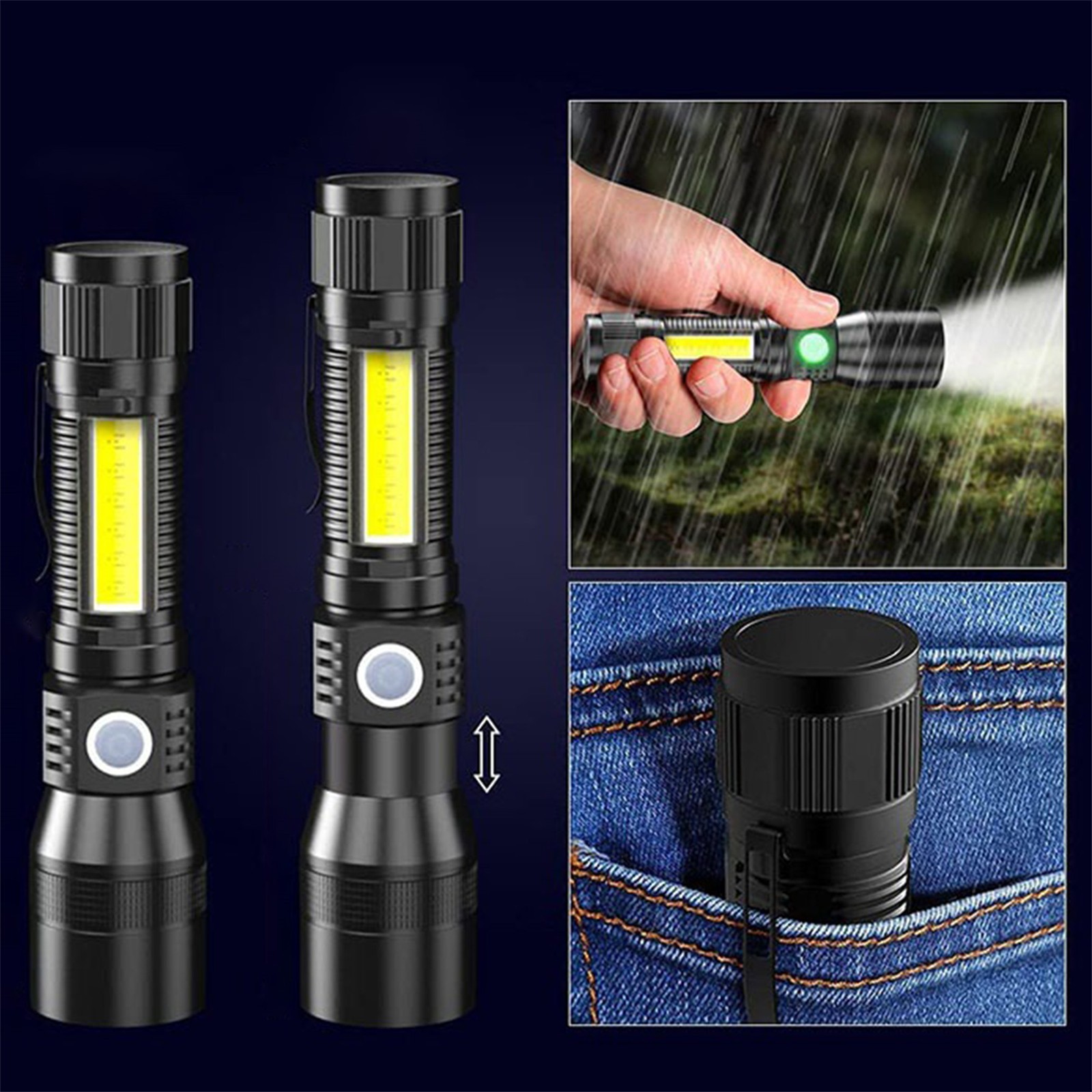 Uclet Flashlight USB Rechargeable Flashlight With Base 1000lm High ...