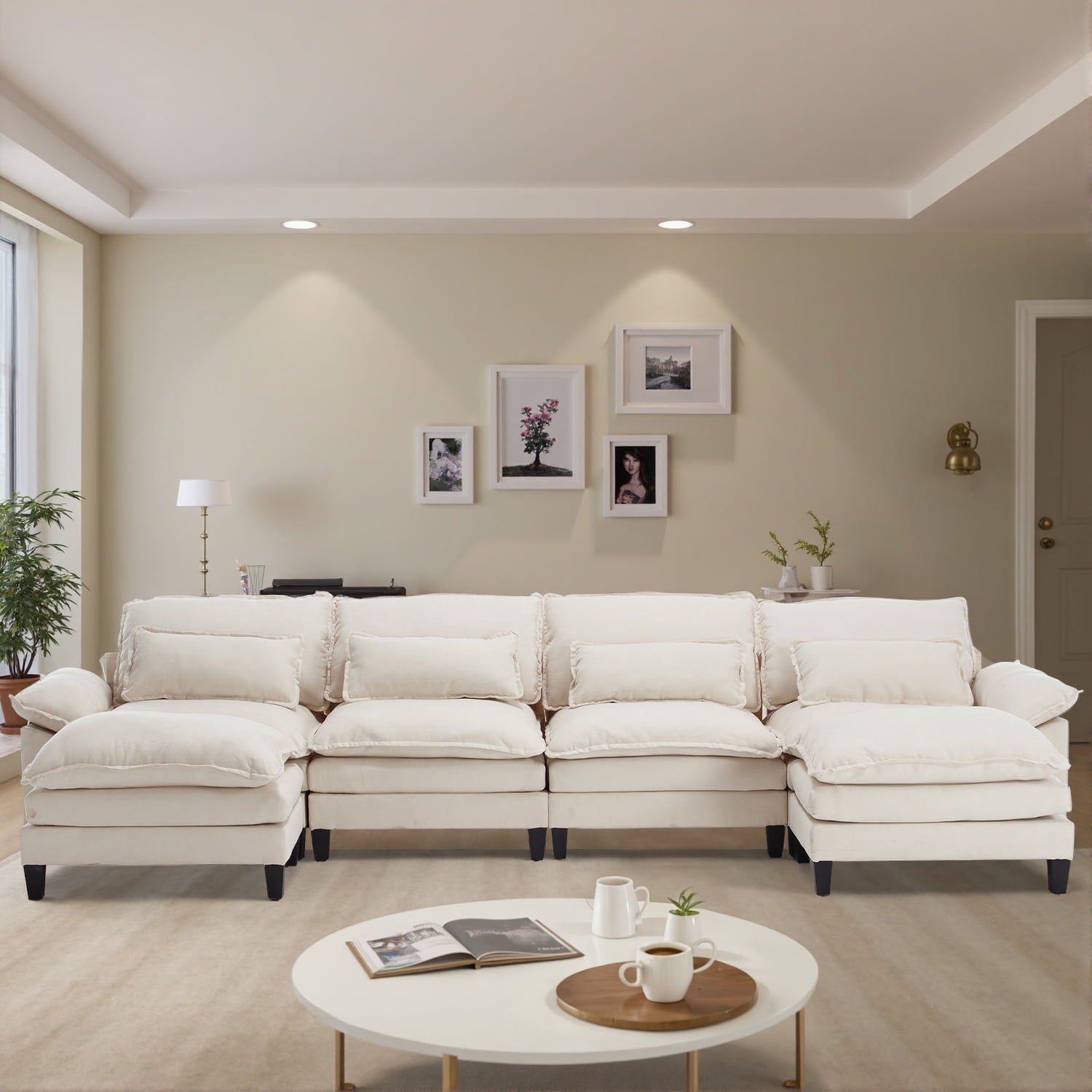 Ucloveria 154.8" Cloud Sectional Couch with U shape Sofa, Modern Modular Sofa with Deep Seat ...