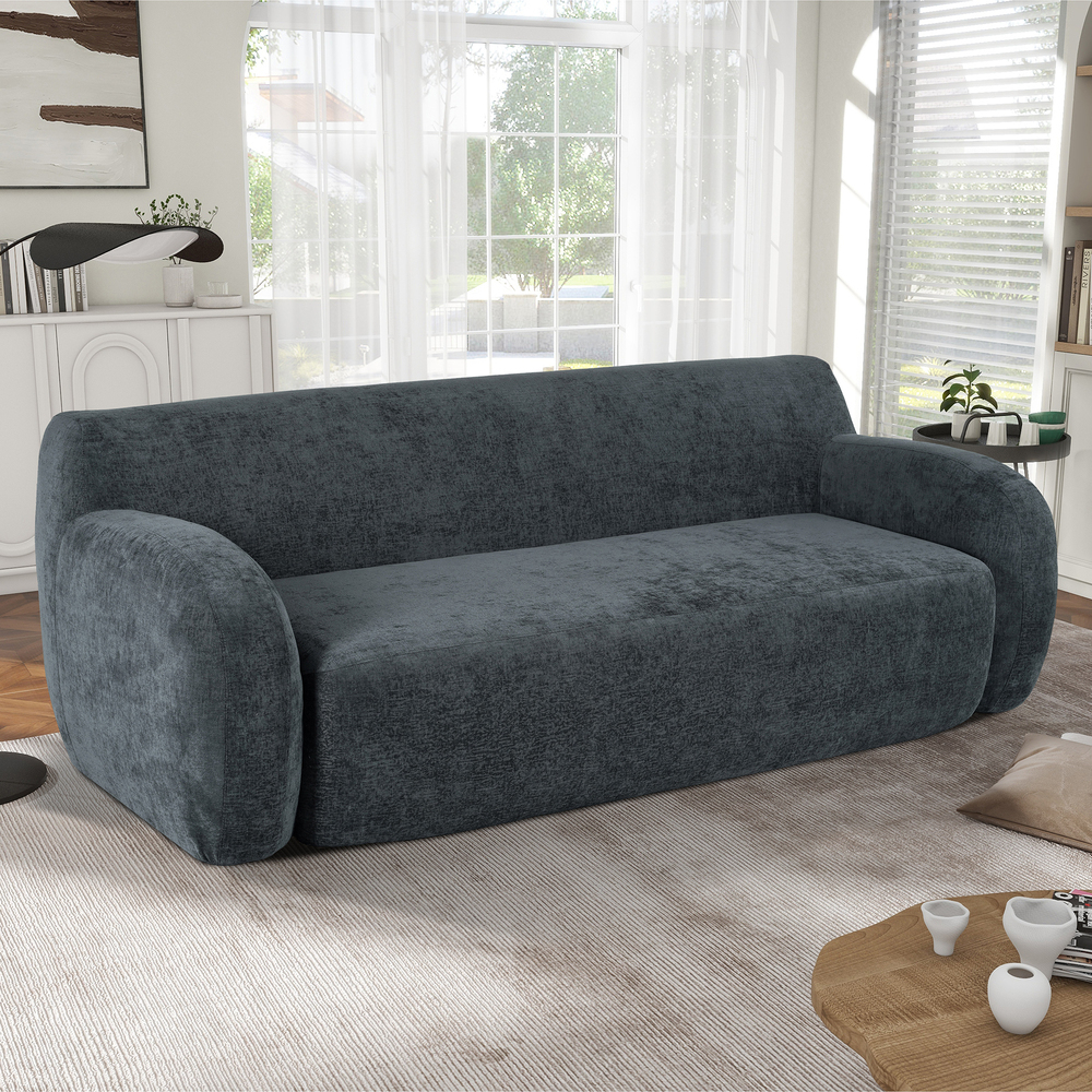 Ucloveria Minimalist Compression Sofa, Curved Design, 3-Seater Casual ...