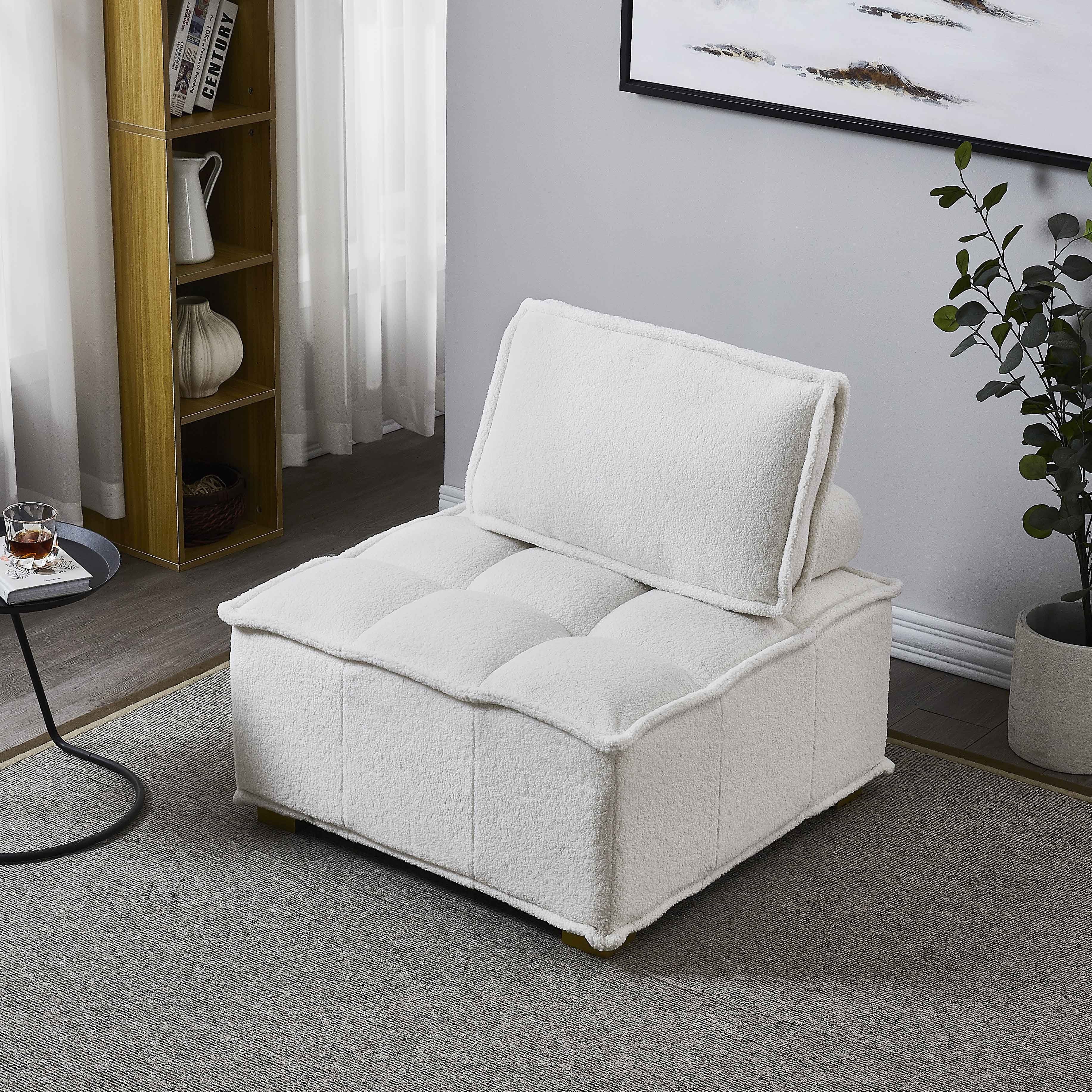 Ucloveria Modular Single Sofa, Lazy Sofas Ottoman with Gold Wooden Legs ...