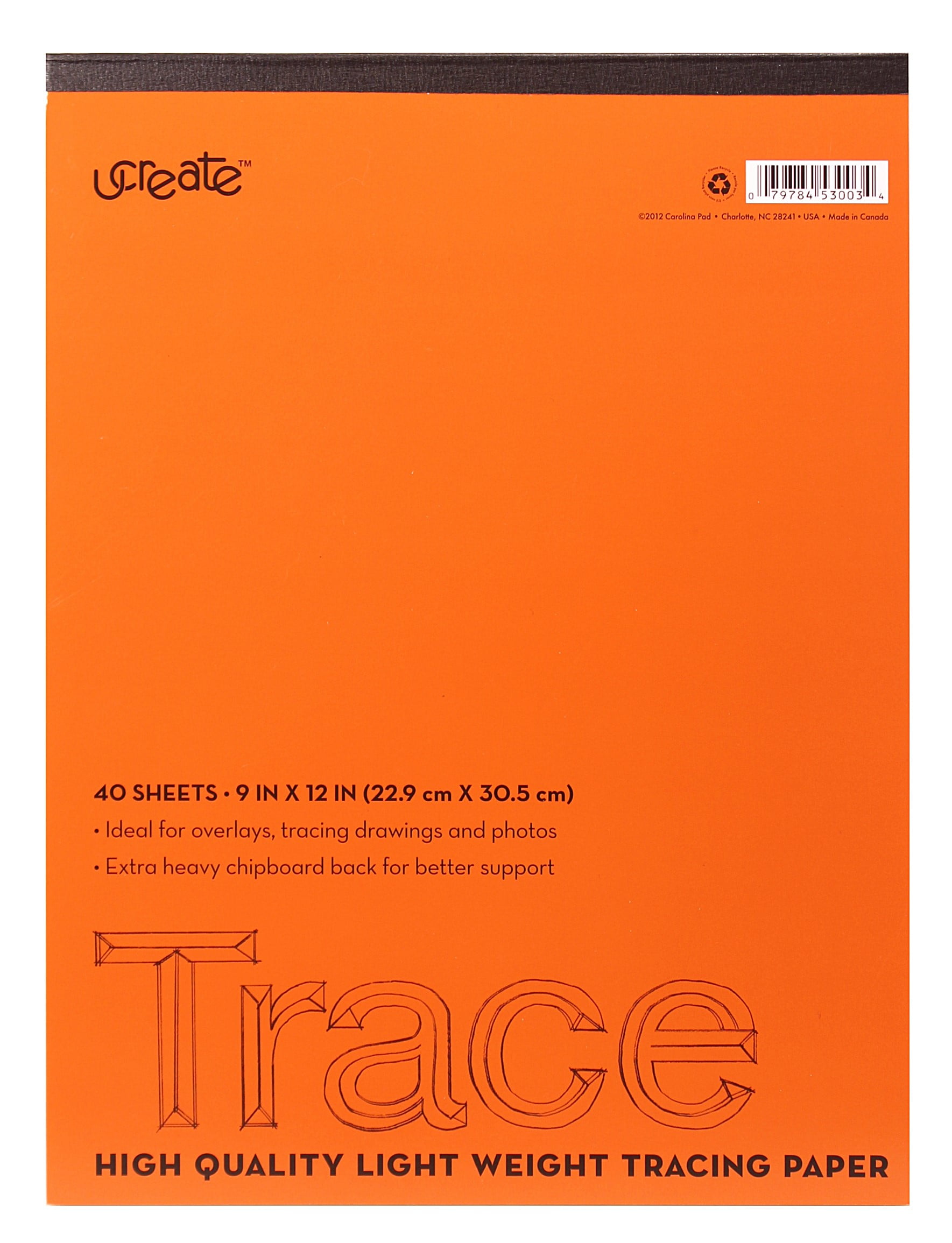 U-Create Tracing Pad, 9" x 12", 25 lb Tracing Paper, 40 Sheets (7512 ...