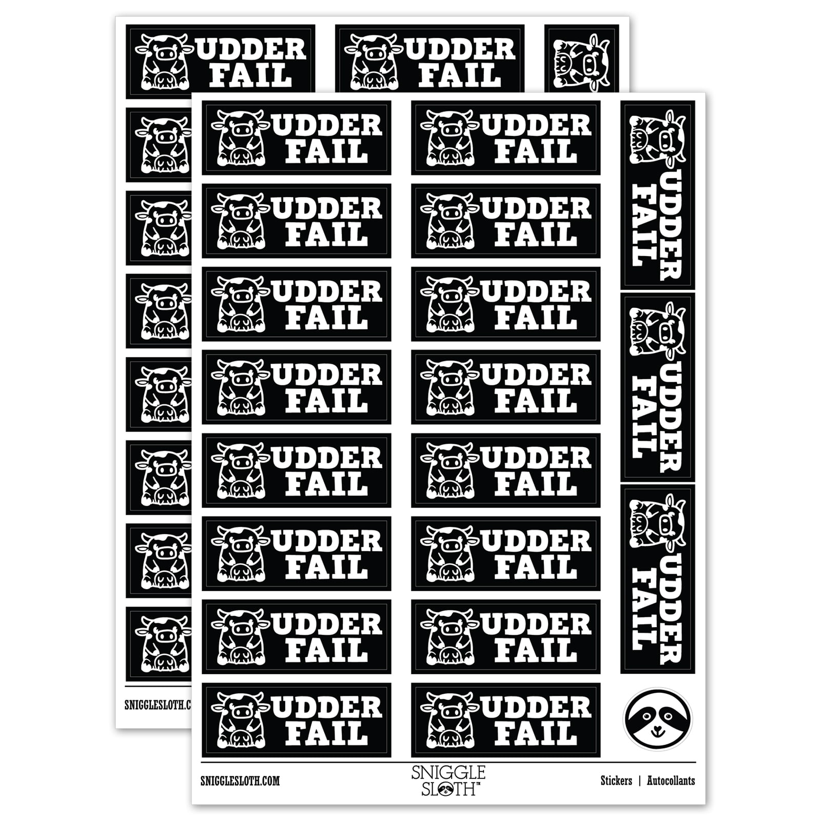 Udder Fail Cow Teacher Student School Sticker Set - Black - Matte ...