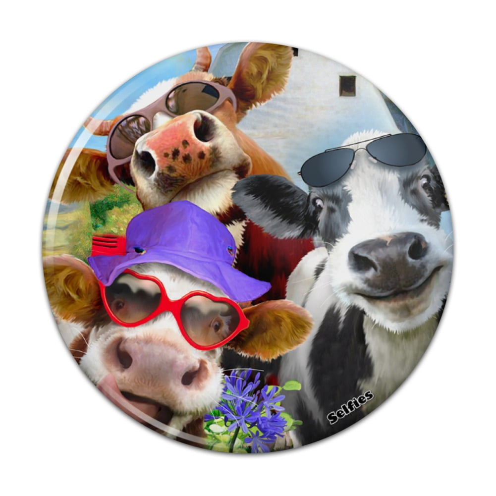 Udderly Cool Cow Farm Selfie Kitchen Refrigerator Locker Button Magnet ...