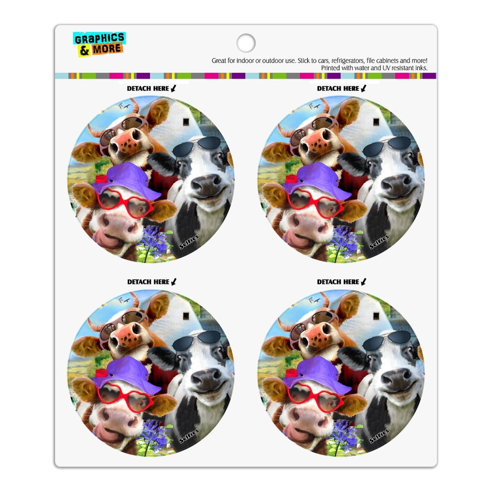 Udderly Cool Cow Farm Selfie Refrigerator Fridge Locker Vinyl Circle ...