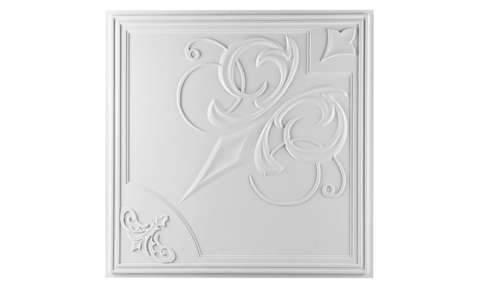 Udecor 2 ft x 2 ft White Glue Up Vinyl Ceiling Tile, Box of 10 ...