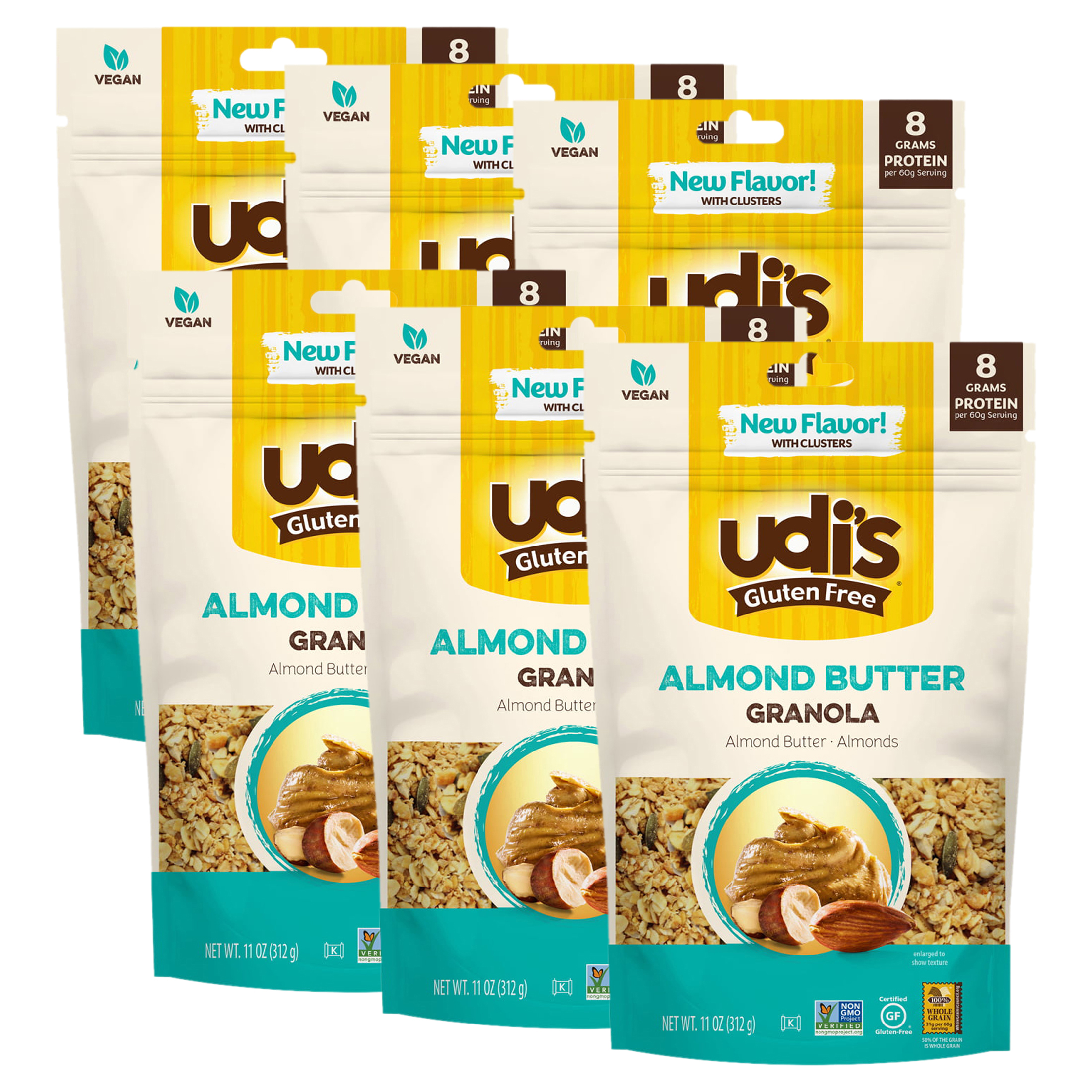 (6 pack) Udi's Granola, Gluten Free, Almond Butter, 11 oz - Walmart.com