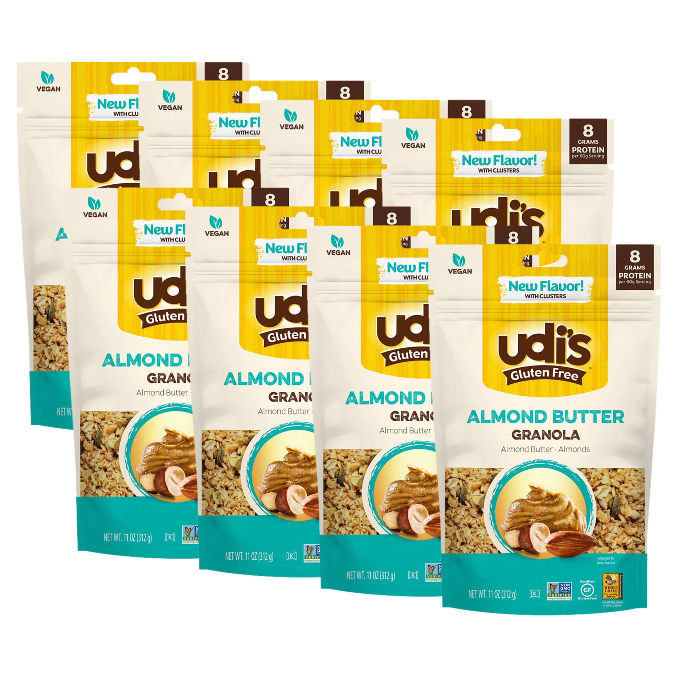 (8 pack) Udi's Granola, Gluten Free, Almond Butter, 11 oz - Walmart.com