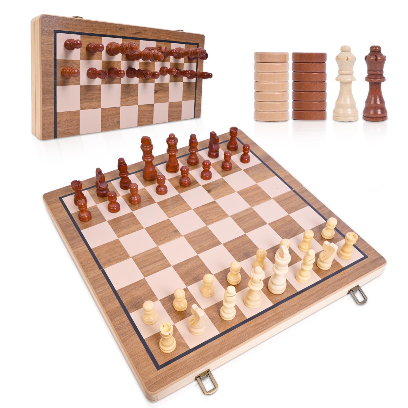 Udihch 15 Inches Magnetic DHF10 Wooden Chess Set - 2 Folding Board ...