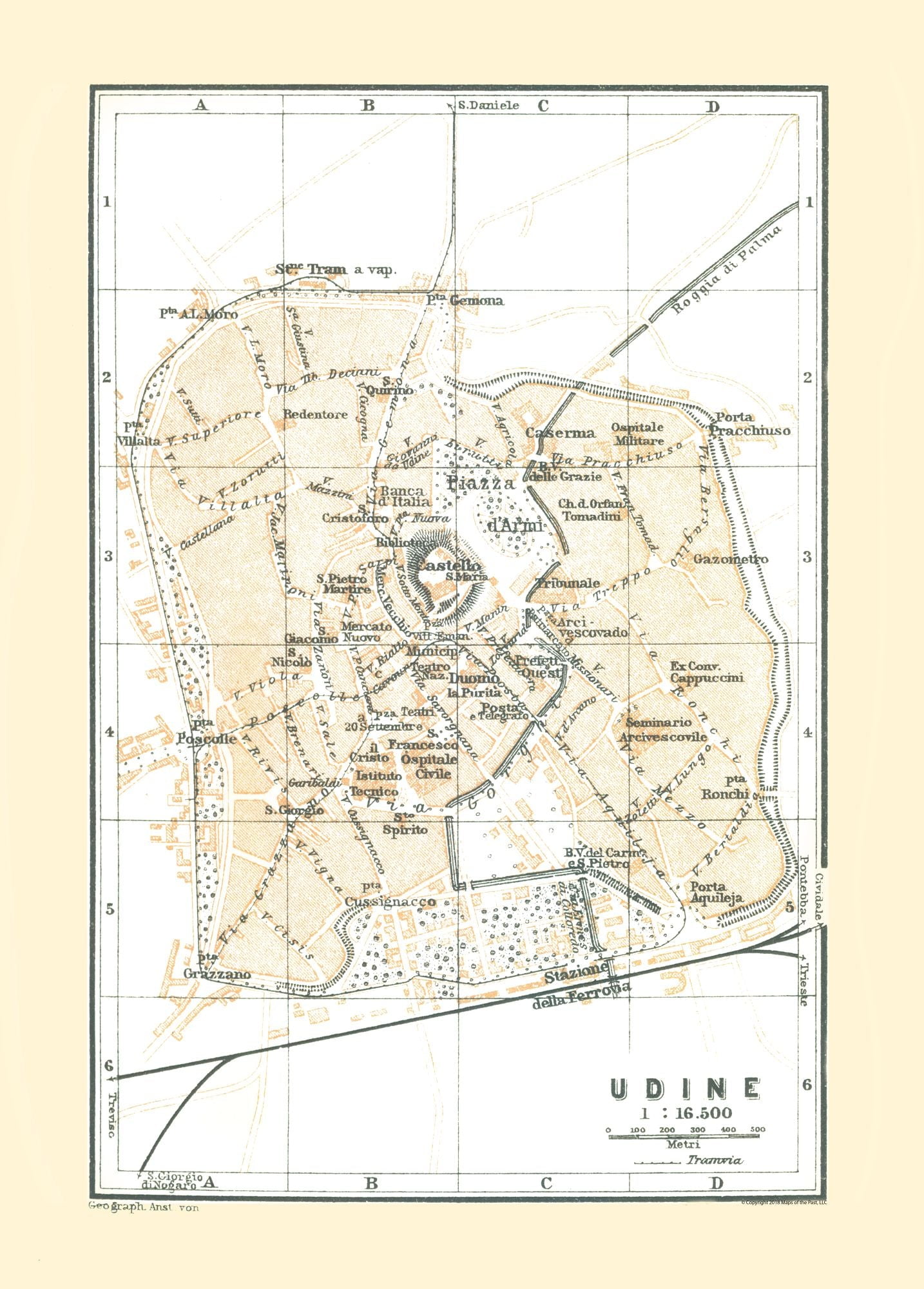 Historic Map - Udine Italy - Bertarelli 1914 - 23 x 32.07 - Vintage ...