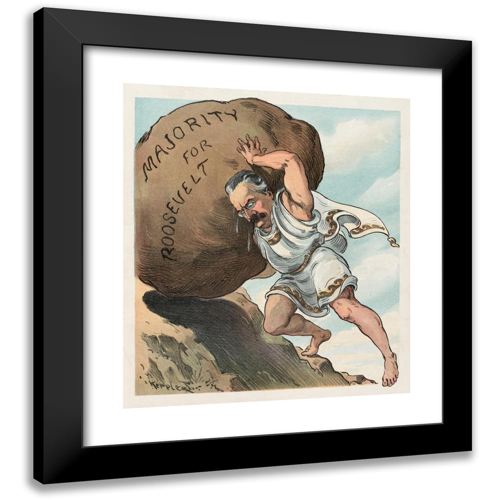 Udo Keppler 12x14 Black Modern Framed Museum Art Print Titled - Mr. Sisyphus Cortelyou Rolling ...