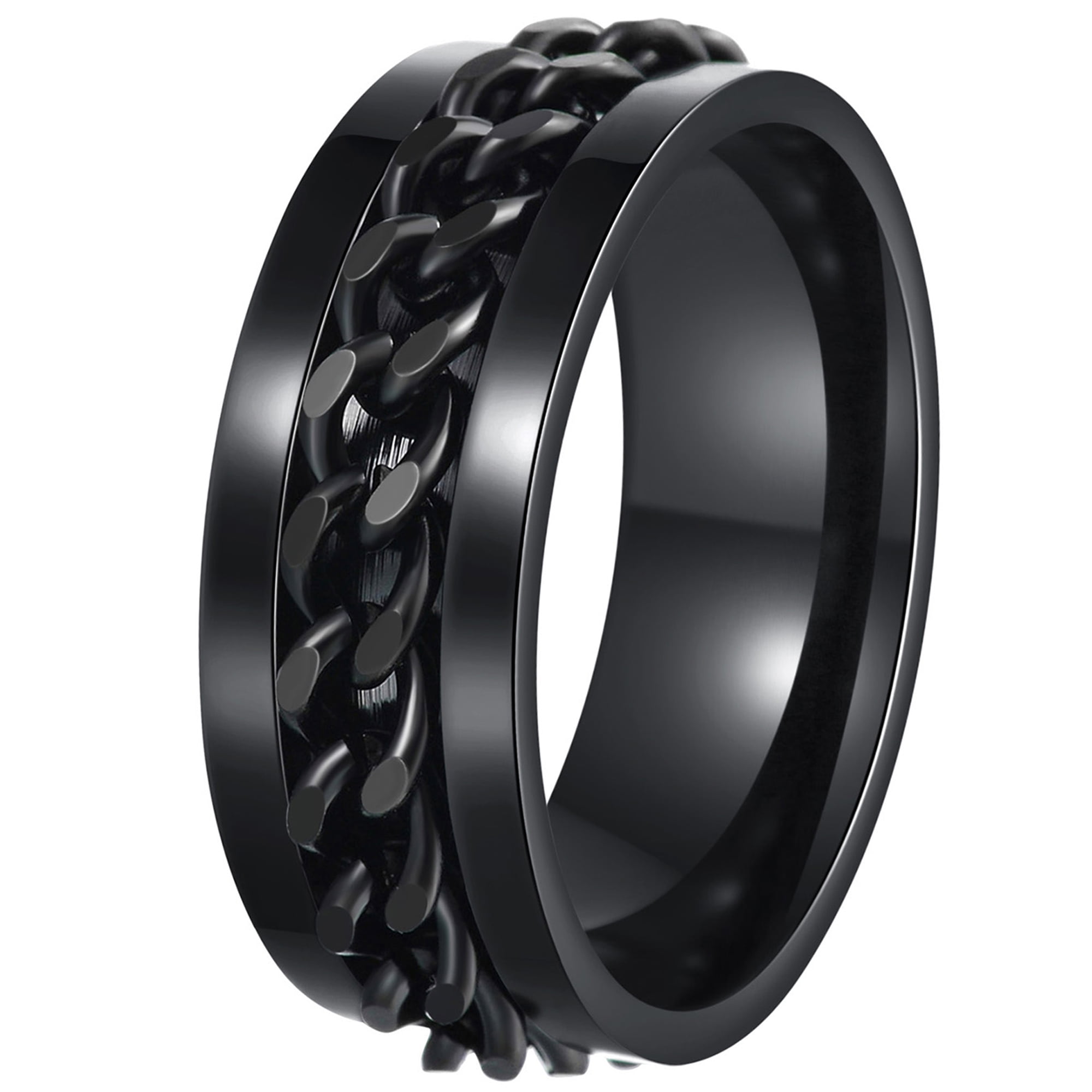 Udolfly Mens Fidget Rings Anxiety Spinner Rings for Men Classic Chain ...
