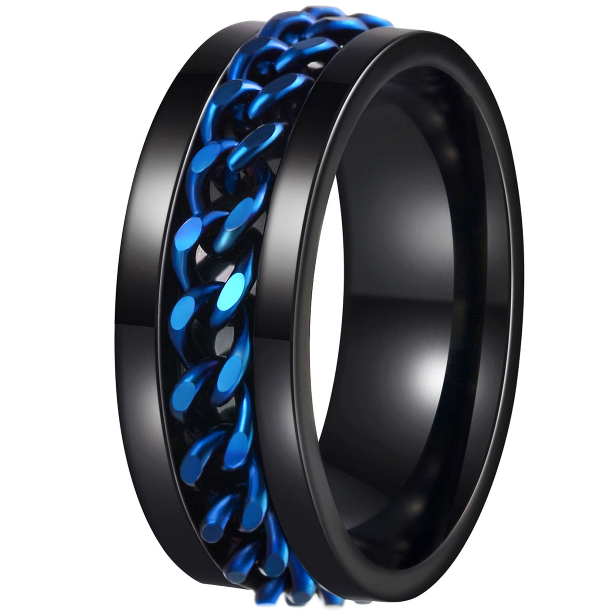 Udolfly Mens Fidget Rings Anxiety Spinner Rings for Men Classic Chain ...