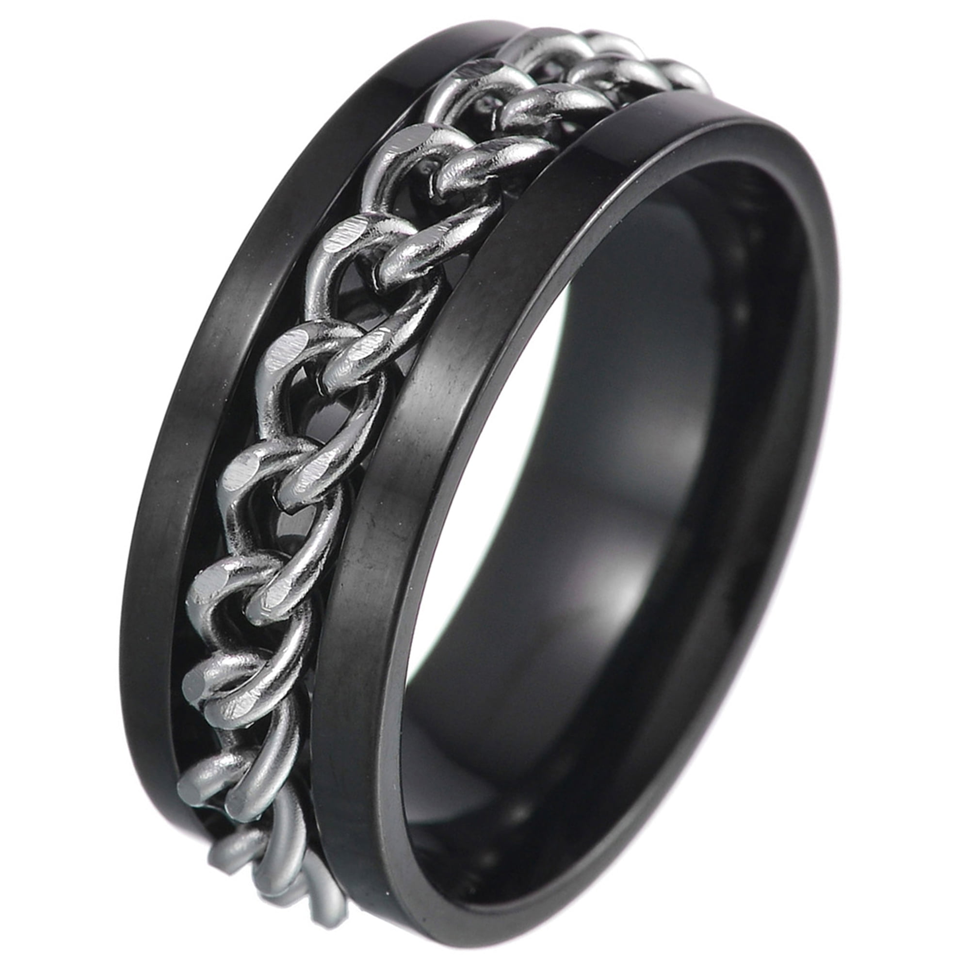 Udolfly Mens Fidget Rings Anxiety Spinner Rings for Men Classic Chain ...