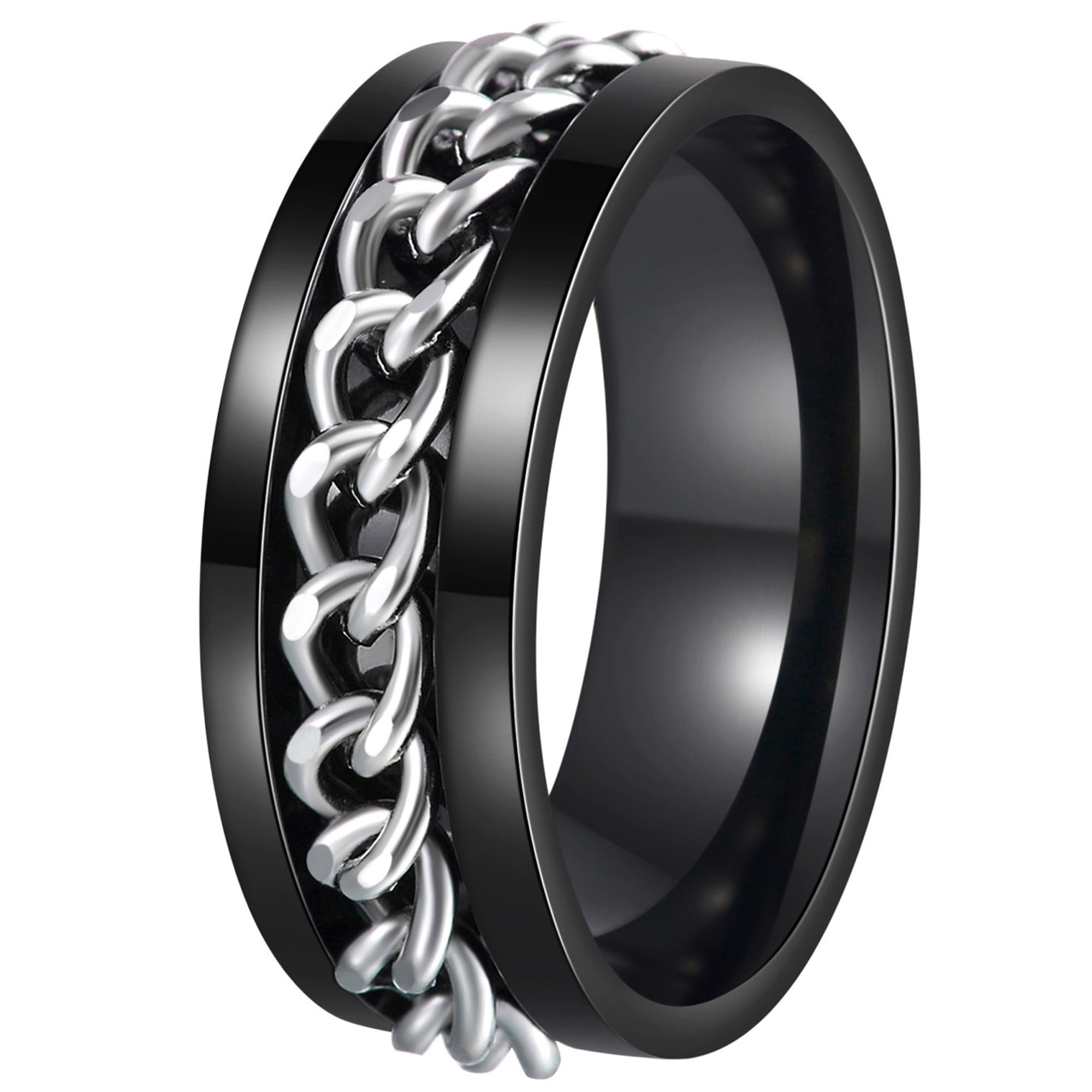 Udolfly Mens Fidget Rings Anxiety Spinner Rings for Men Classic Chain ...