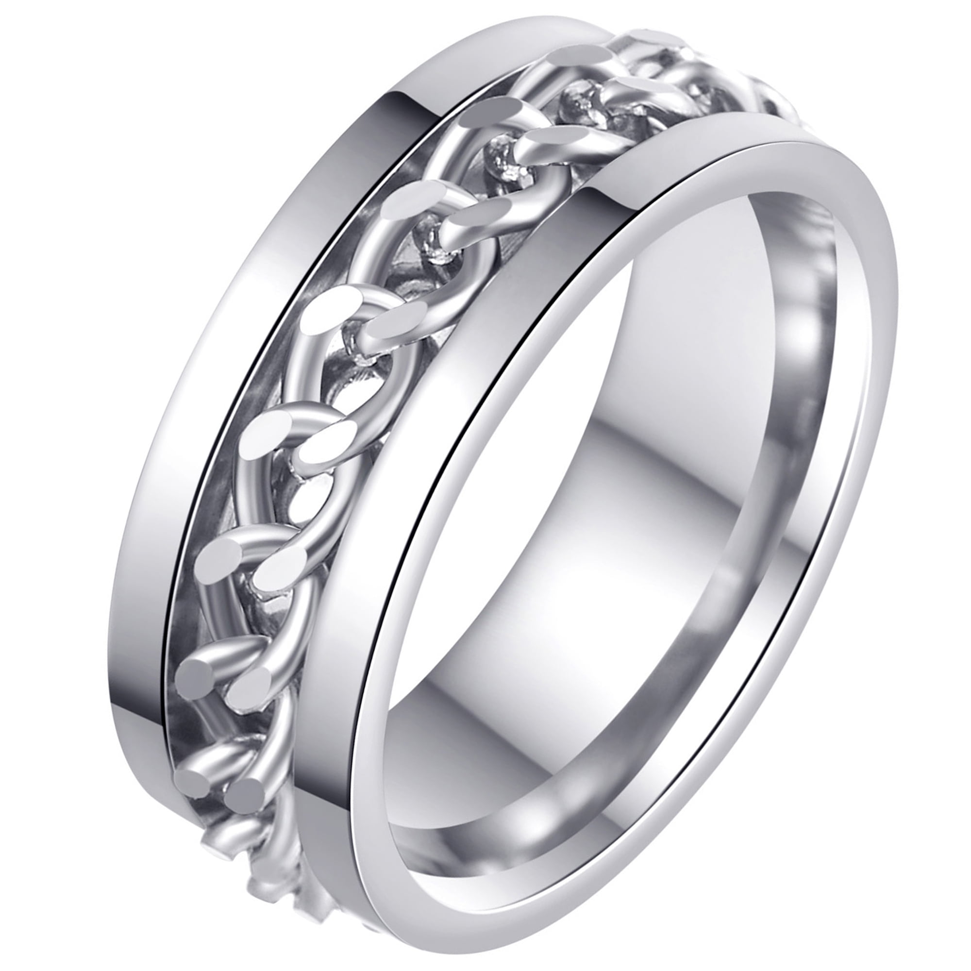 Udolfly Mens Fidget Rings Anxiety Spinner Rings for Men Classic Chain ...