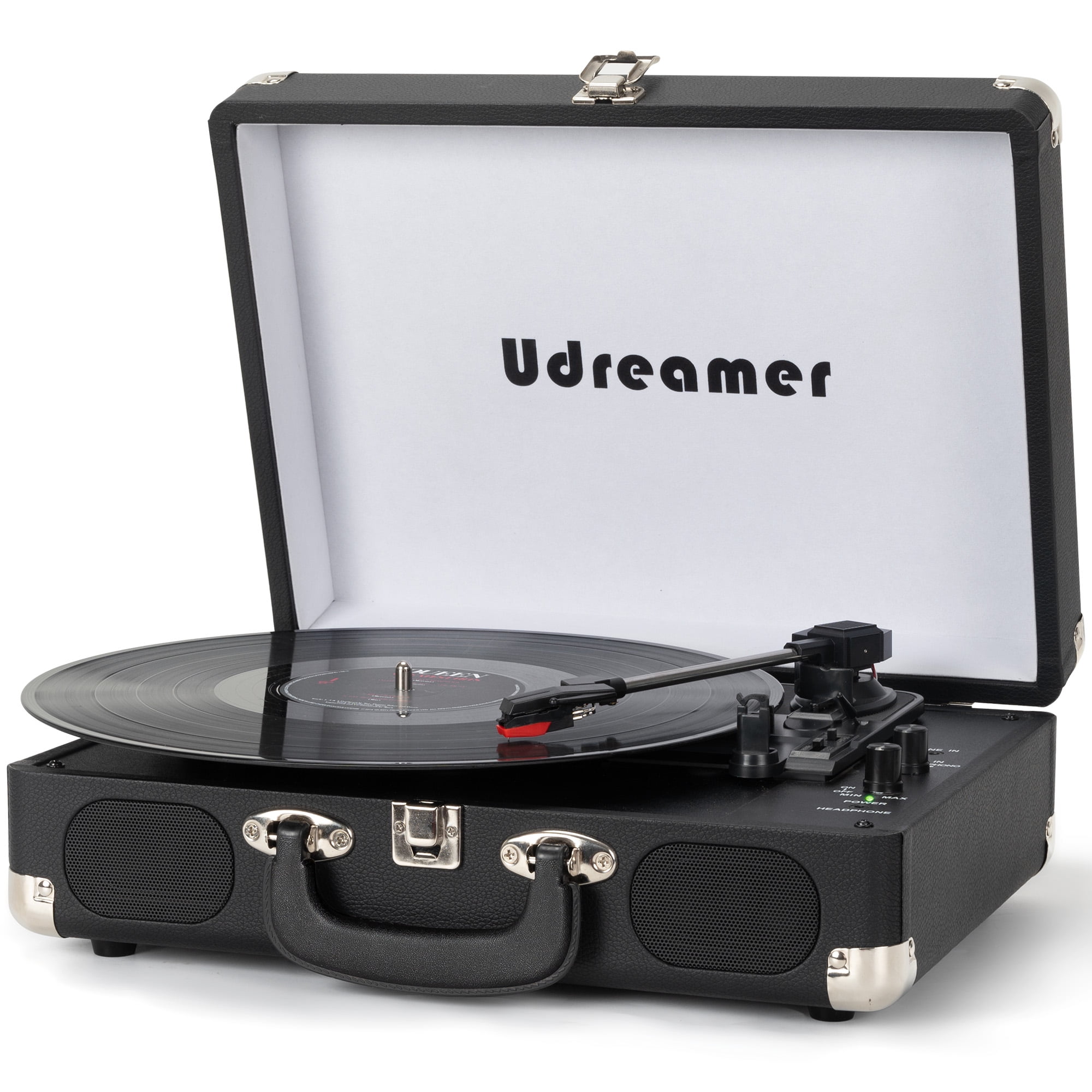 Udreamer Bluetooth Portable Suitcase Record Player with 3-speed ...