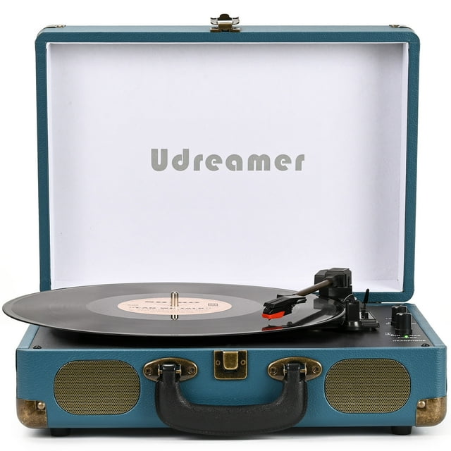Udreamer Vinyl Record Player 3-Speed Turntable with Bluetooth,Suitcase Portable Vintage Audio ...