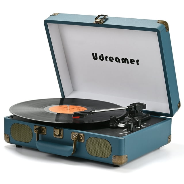 Udreamer Vinyl Record Player 3-Speed Turntable with Bluetooth,Suitcase ...