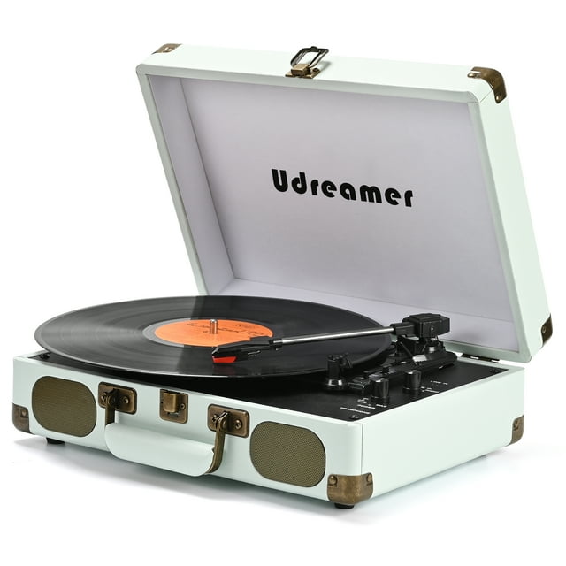 Udreamer Vinyl Record Player 3-Speed Turntable with Bluetooth,Suitcase ...